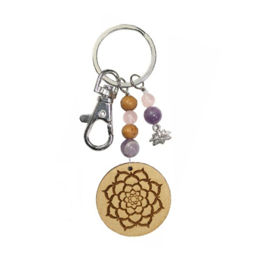 Keychain - Wooden Lotus Flower - Awakening Lotus
